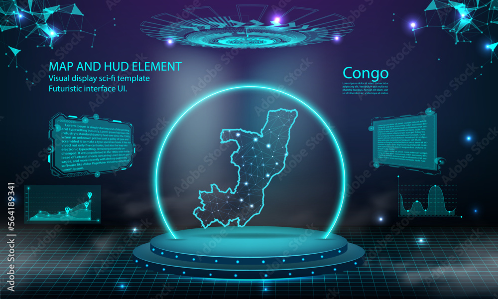 congo map light connecting effect background. abstract digital ...
