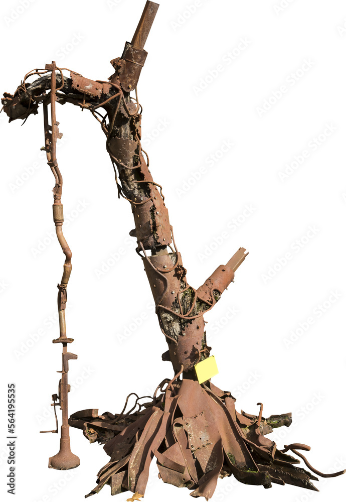 Isolated PNG cutout of a rusty metallic tree scultpure on a transparent ...