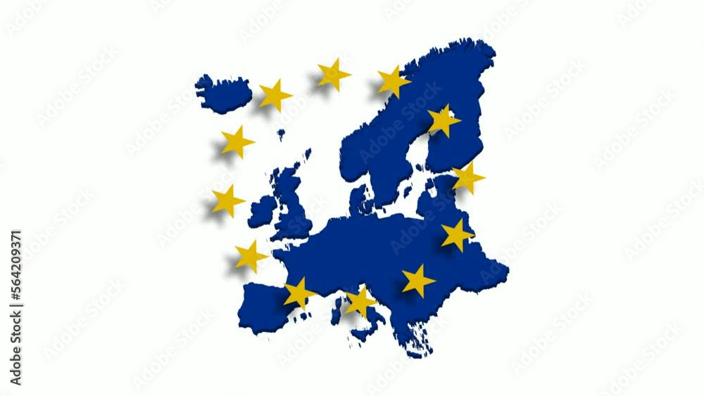 Animated golden glittering stars circle over territory of borders of ...