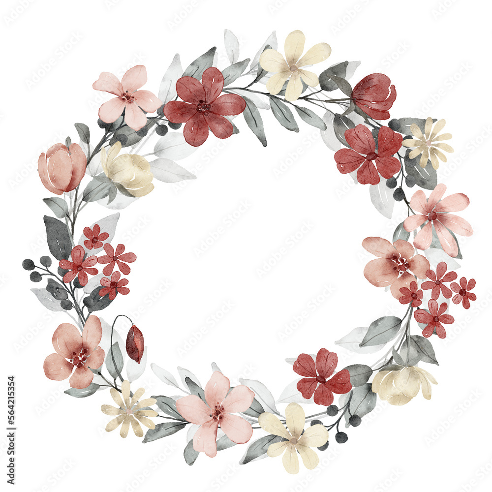 Wedding wreath, frame. Digital hand drawing illustration with ...