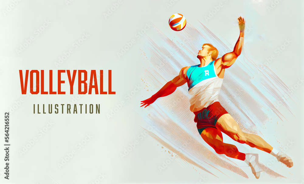 Realistic volleyball player on white background. Volleyball player man ...