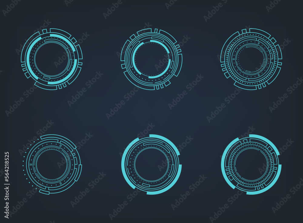 Futuristic abstract HUD. Circle technology elements set. Futuristic hud ...