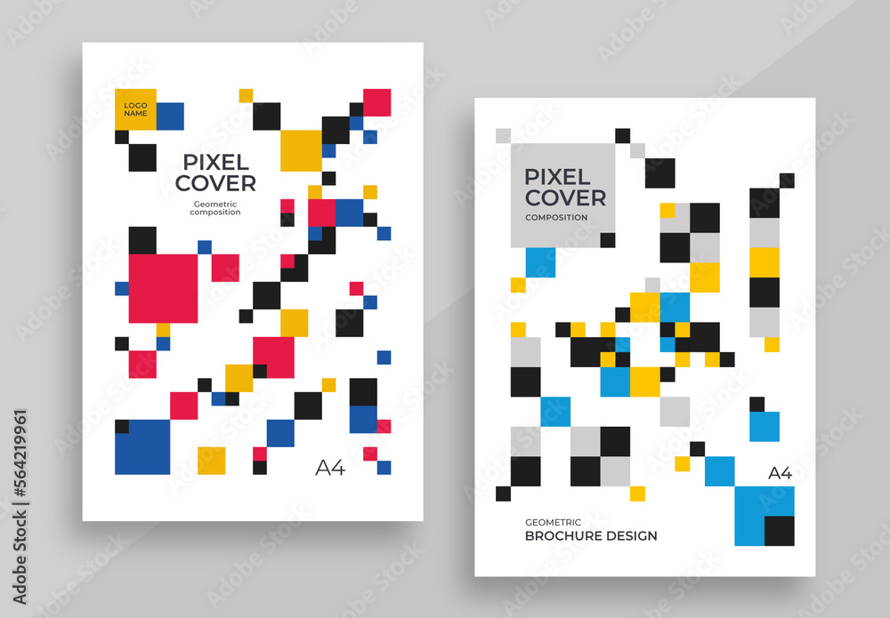 Corporate Cover Layout with Colorful Square Pattern Stock Template ...
