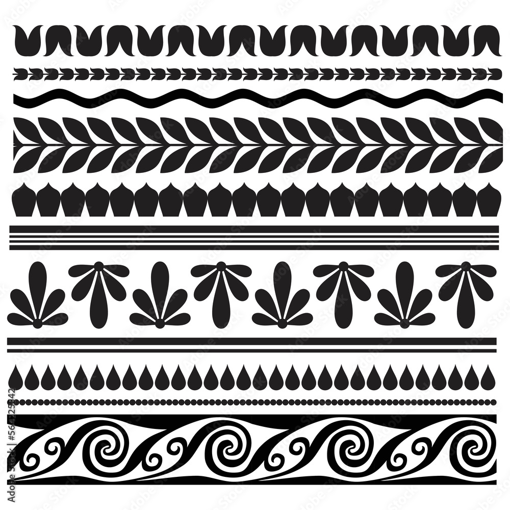 Ancient greek style borders set Stock Vector | Adobe Stock