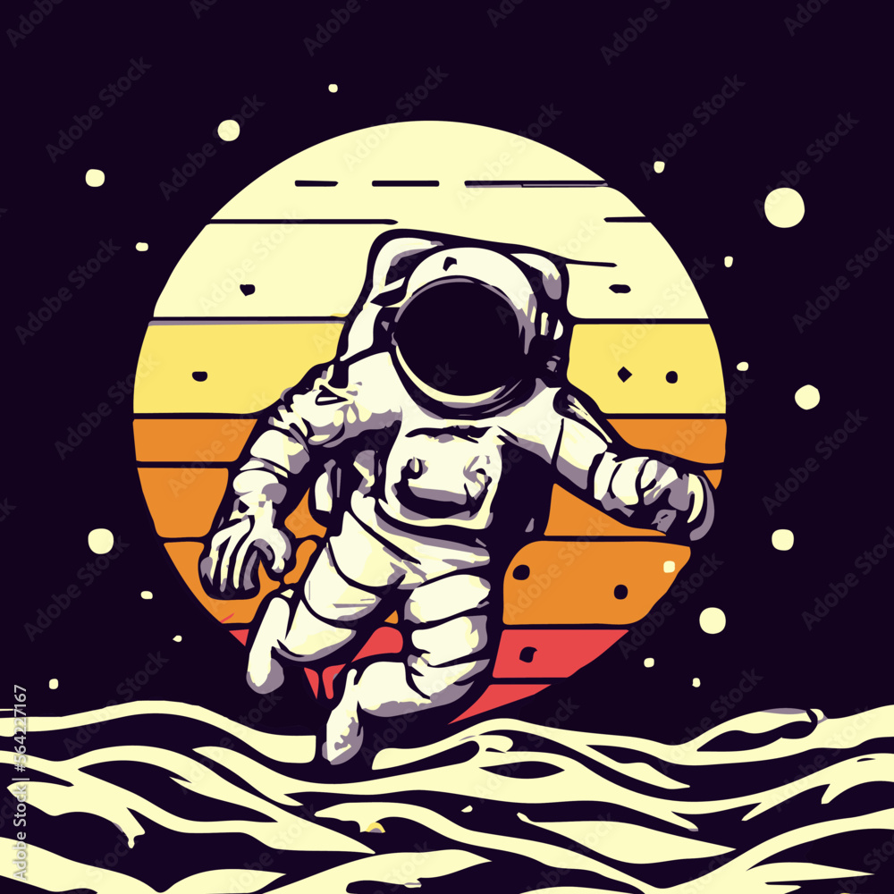 Astronaut In The Ocean Comic Vector Style. Based on Generative AI ...