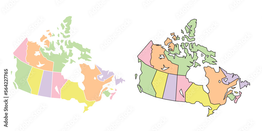 Canada political map. Low detailed. Solid simple style. Pastel colours ...