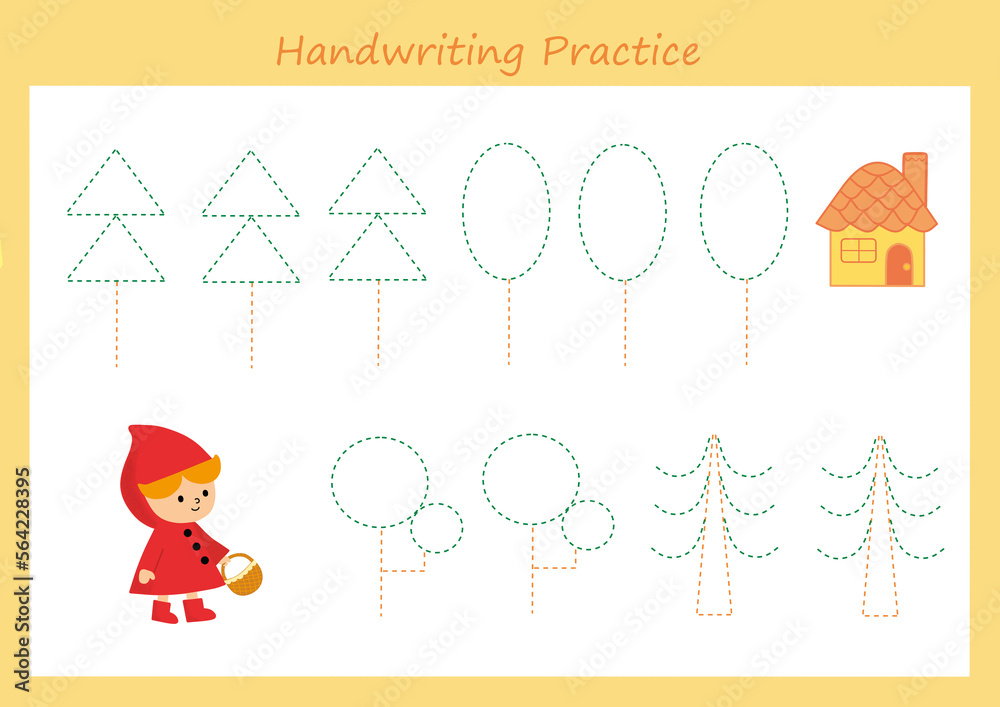 Handwriting practice sheet. Basic writing. Educational game for ...