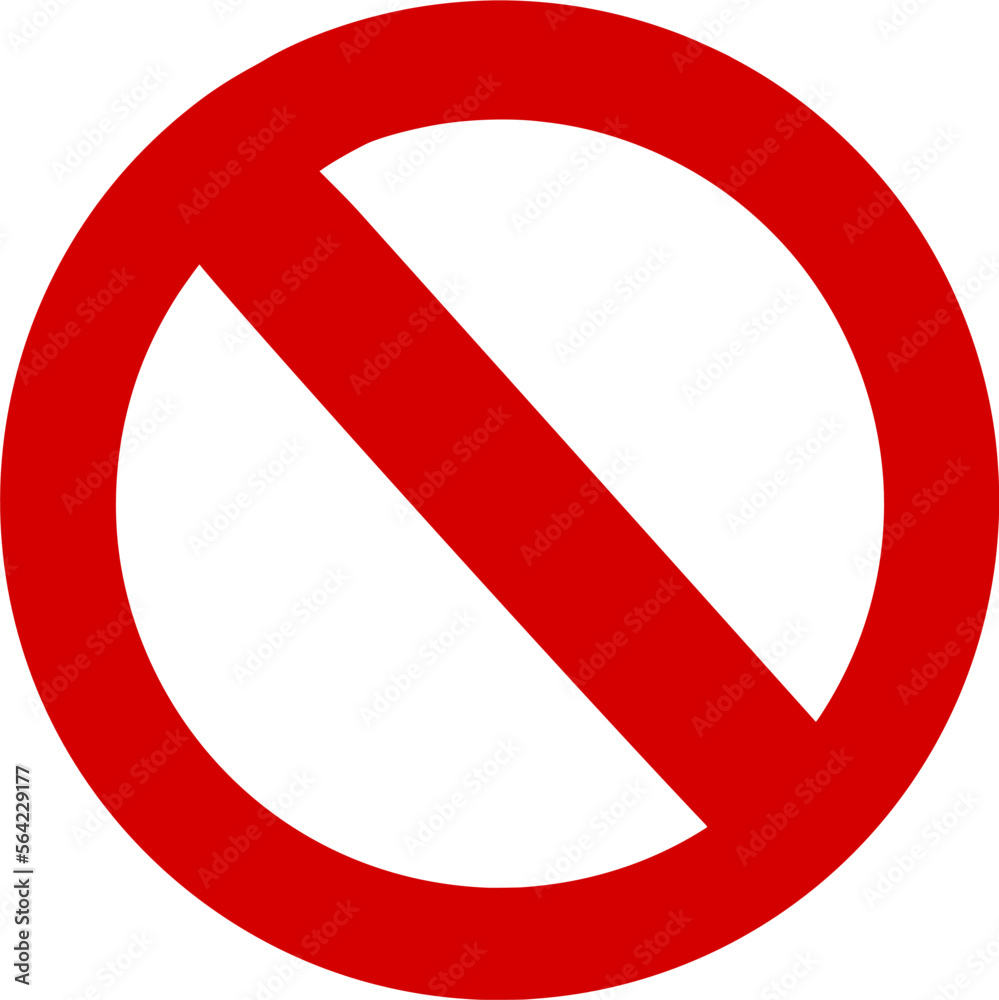 Vector drawing of a red forbidding sign.It shows various icons painted ...