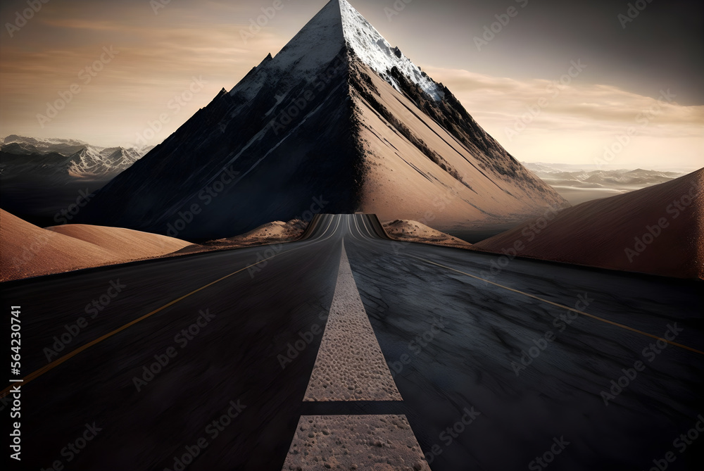 Road to the unknown concept art with generative ai Stock Illustration | Adobe Stock