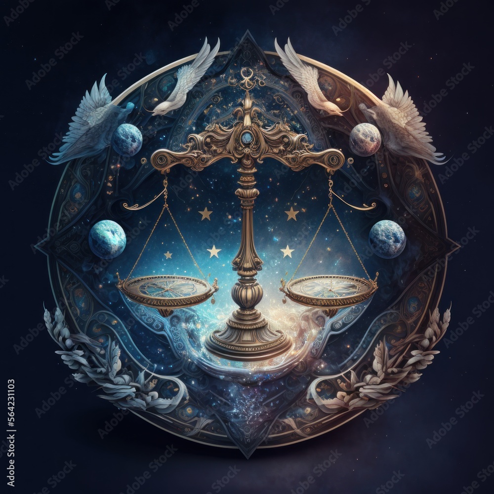 Libra magical zodiac sign, astrology, Generative AI Stock Illustration ...