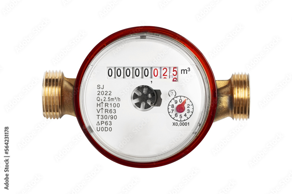 Water meter close up, a garden water meter isolated on a transparent ...