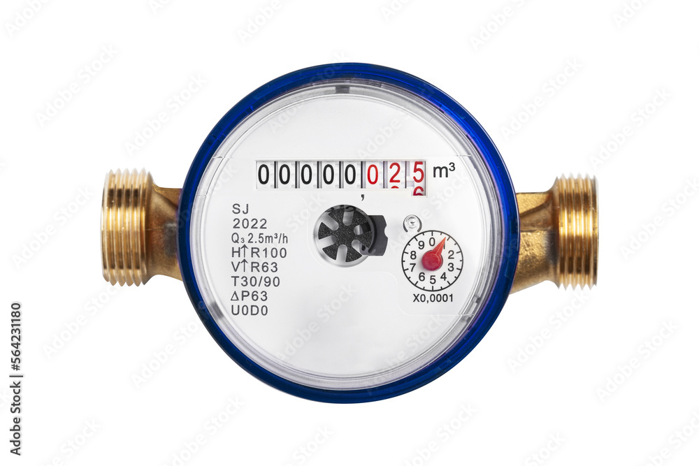 Water meter close up, a garden water meter isolated on a transparent ...