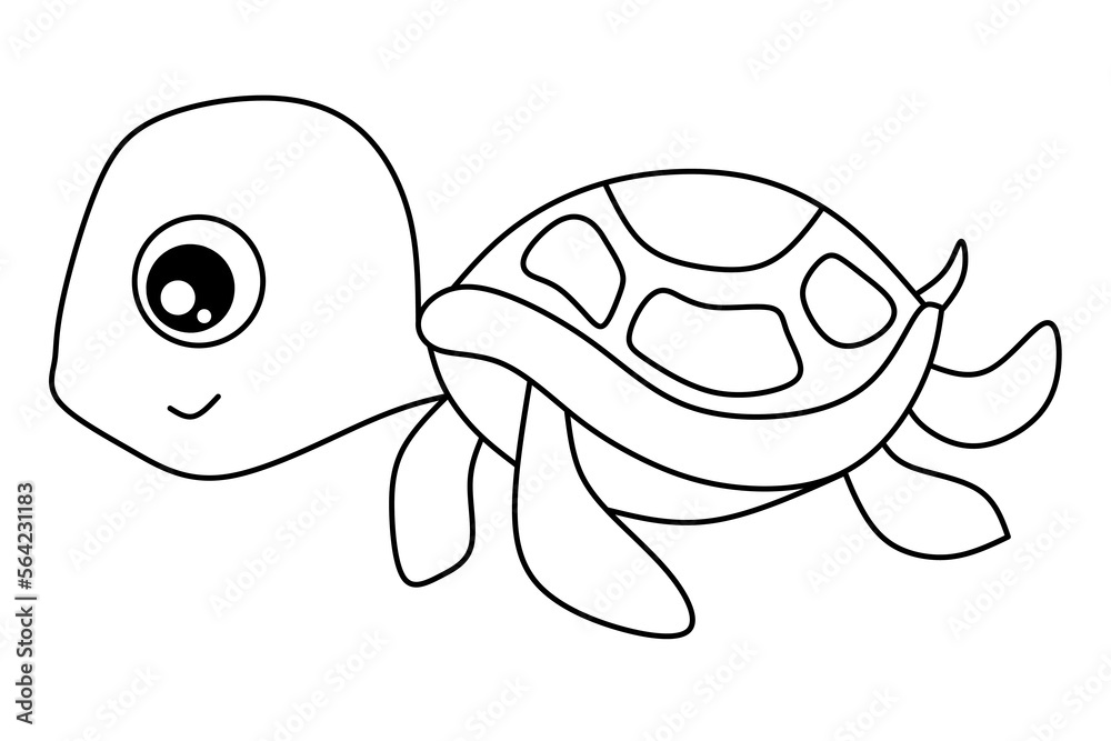 cartoon turtle outline image for coloring book Stock Vector | Adobe Stock