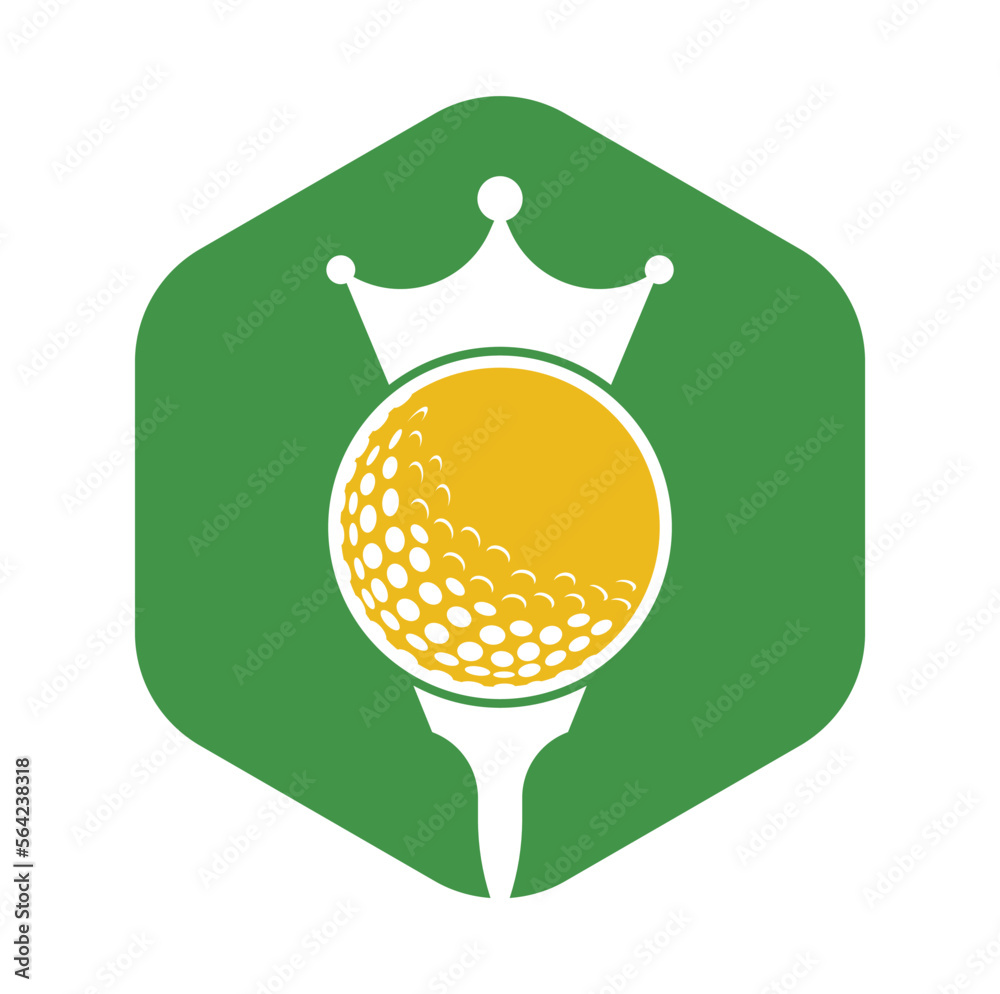 King Golf Vector Logo Design Golf Ball With Crown Vector Icon Stock Vector Adobe Stock
