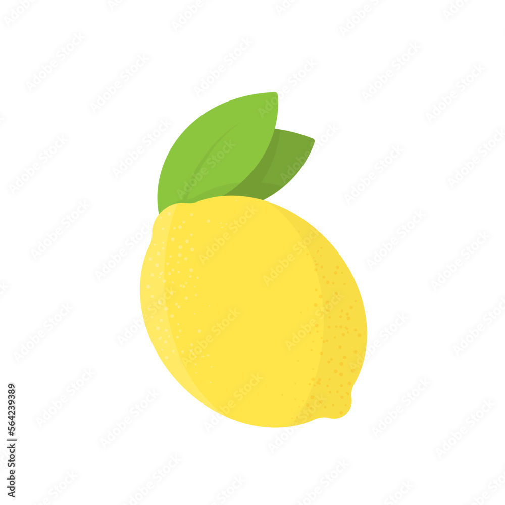 Lemon flat illustration. Yellow and green drawing isolated on white ...
