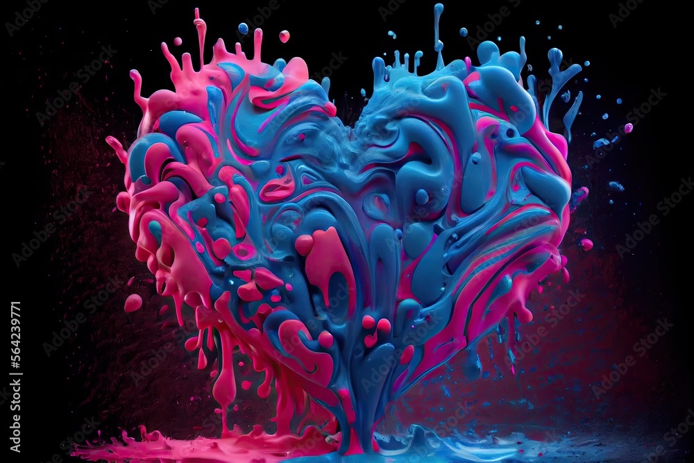 Realistic heart-shaped paint splatter explosion wallpaper (generative ...