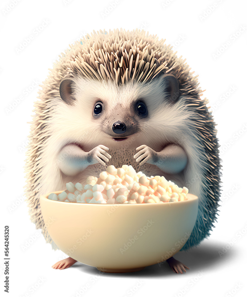 Hedgehog eating food, isolated on transparent background. Generative AI ...