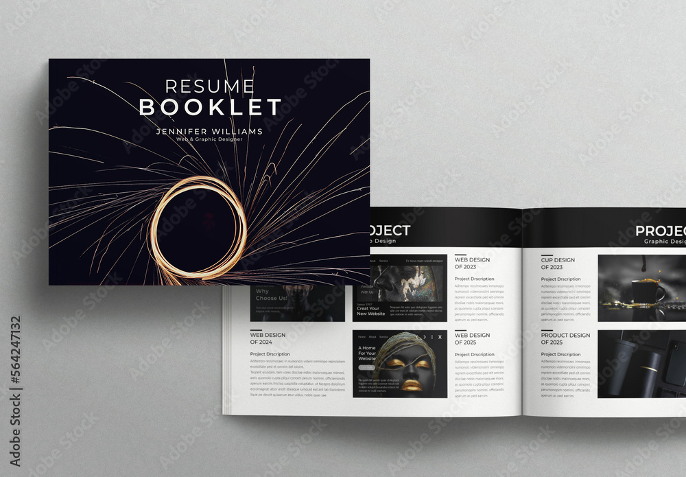 Resume Booklet Template Landscape Stock Template | Adobe Stock