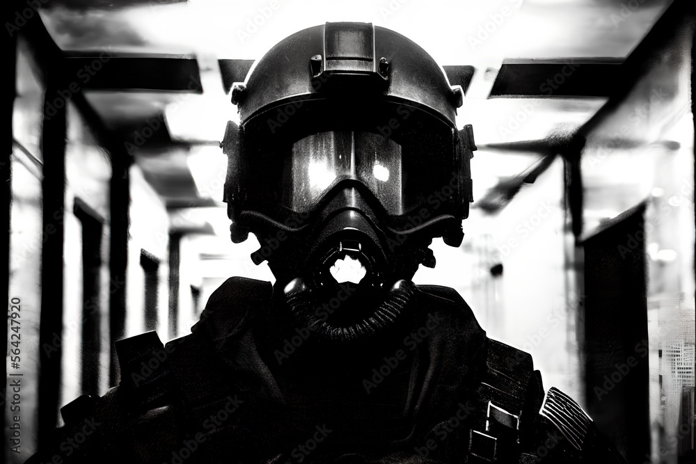 soldier with a gas mask, Ukrainian, war, city, spec ops soldier lurking ...