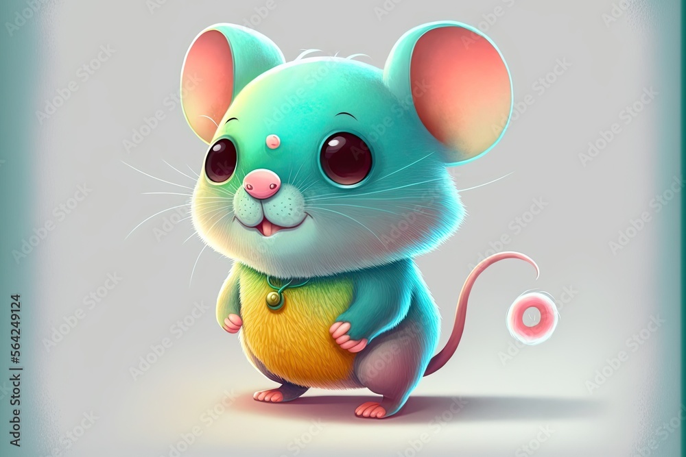 cute adorable mouse in rainbow colors, concept art, ai art Stock ...