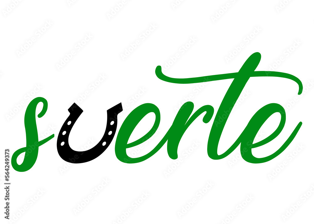 Día de San Patricio. Logo con letras de la palabra suerte con silueta ...