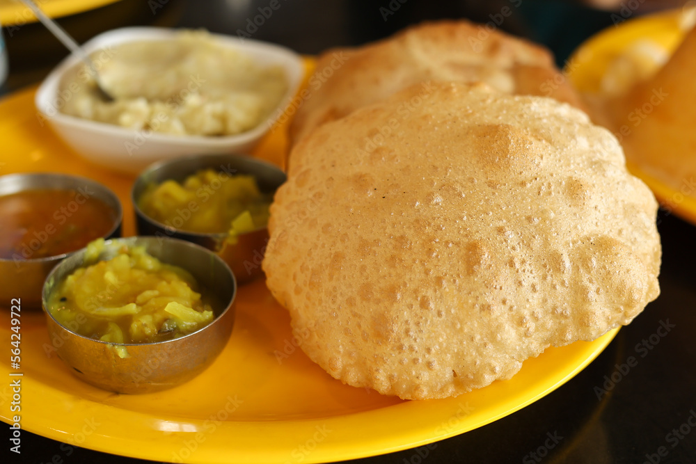Puri Bhaji North Indian Poori with aalu bhaji , aalu sabji potato spicy ...