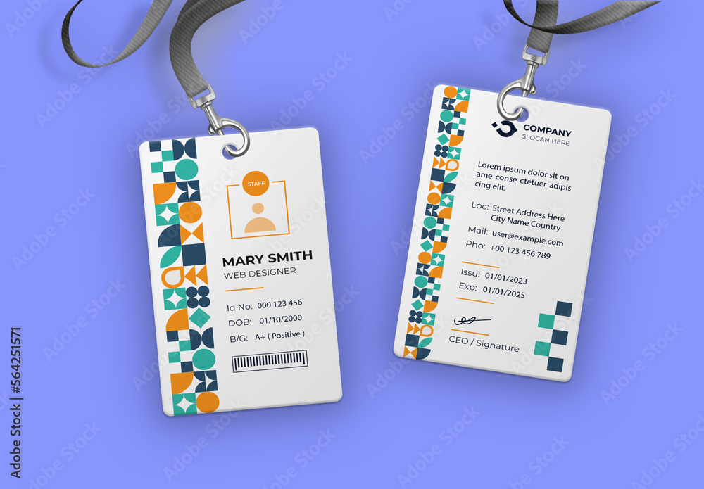 Geometric Id Card Design Template Stock Template | Adobe Stock