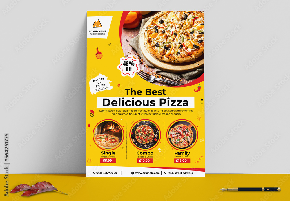 Pizza Food Flyer Design Template Stock Template | Adobe Stock
