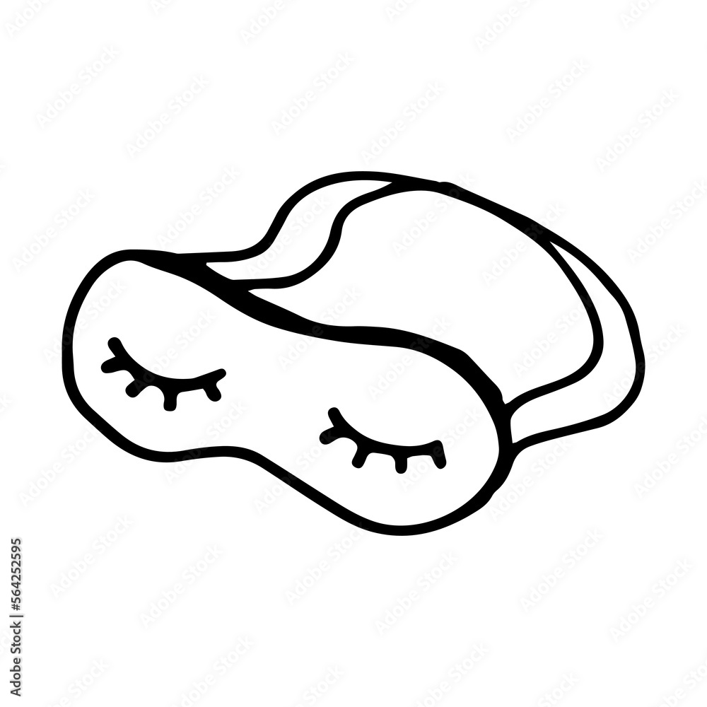 Sleep mask doodle style vector illustration isolated on white Stock ...