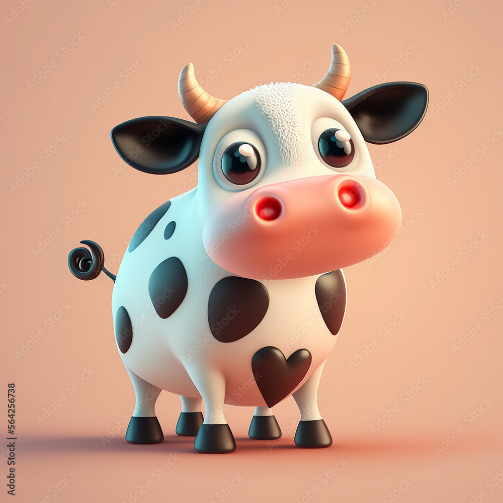 Cartoon cow with lovely pastel color and a perfectly detailed entire ...