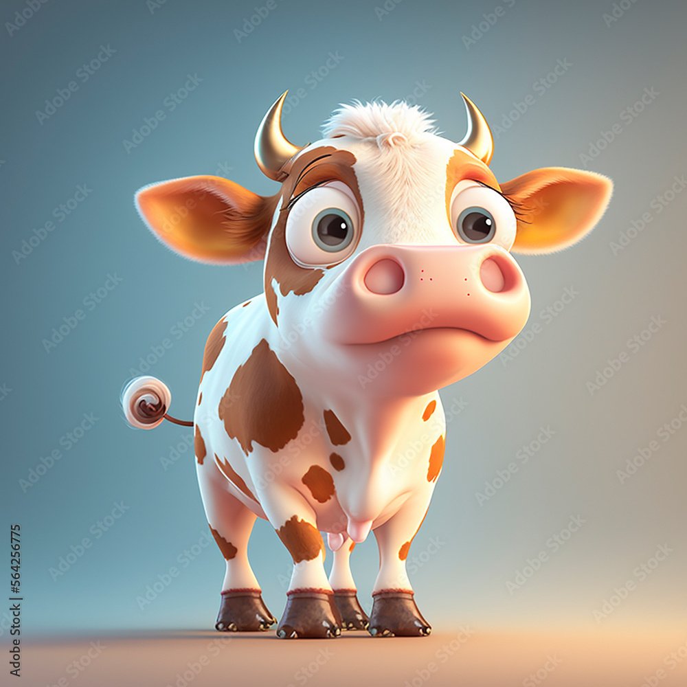 Cartoon cow with lovely pastel color and a perfectly detailed entire ...