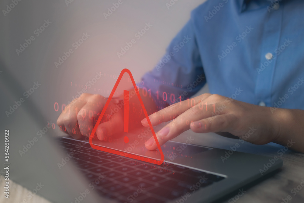 Cybersecurity icon concept, cyber attack on computer network, System ...