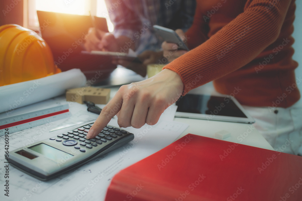 Engineer, Construction and structure concept.Person's engineer Hand ...