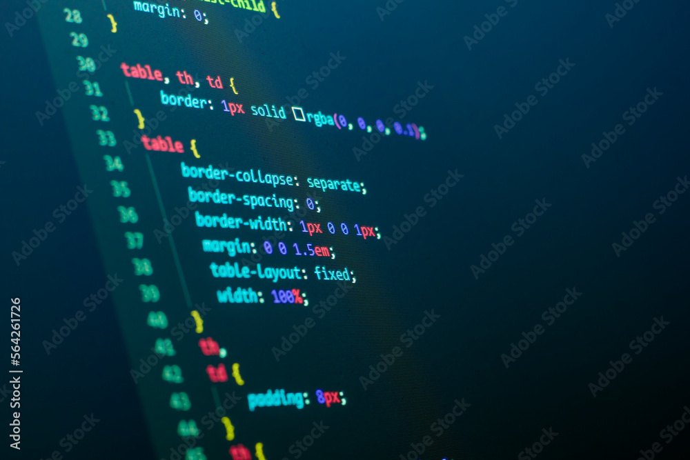 Code background in editor. Web programming with css coding Stock Photo ...