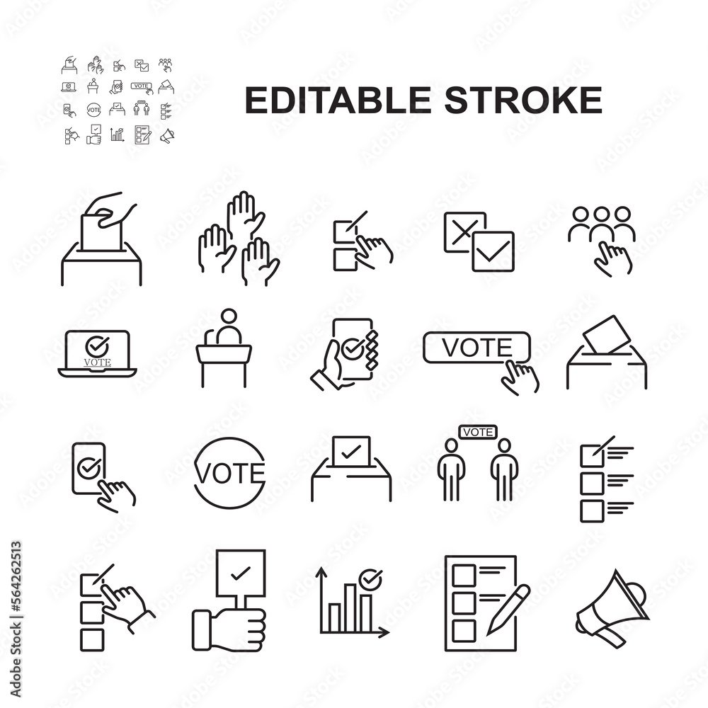 Simple Set of Voting Related Vector Line Icons. Contains such Icons as ...