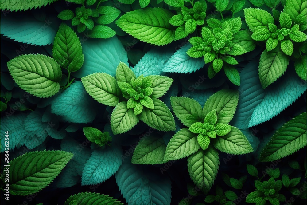 Mint leaves background. Green mint leaves pattern layout design ...