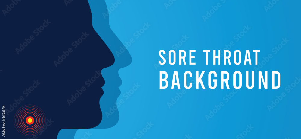 Creative vector illustration of sore throat, silhouette ache locations ...