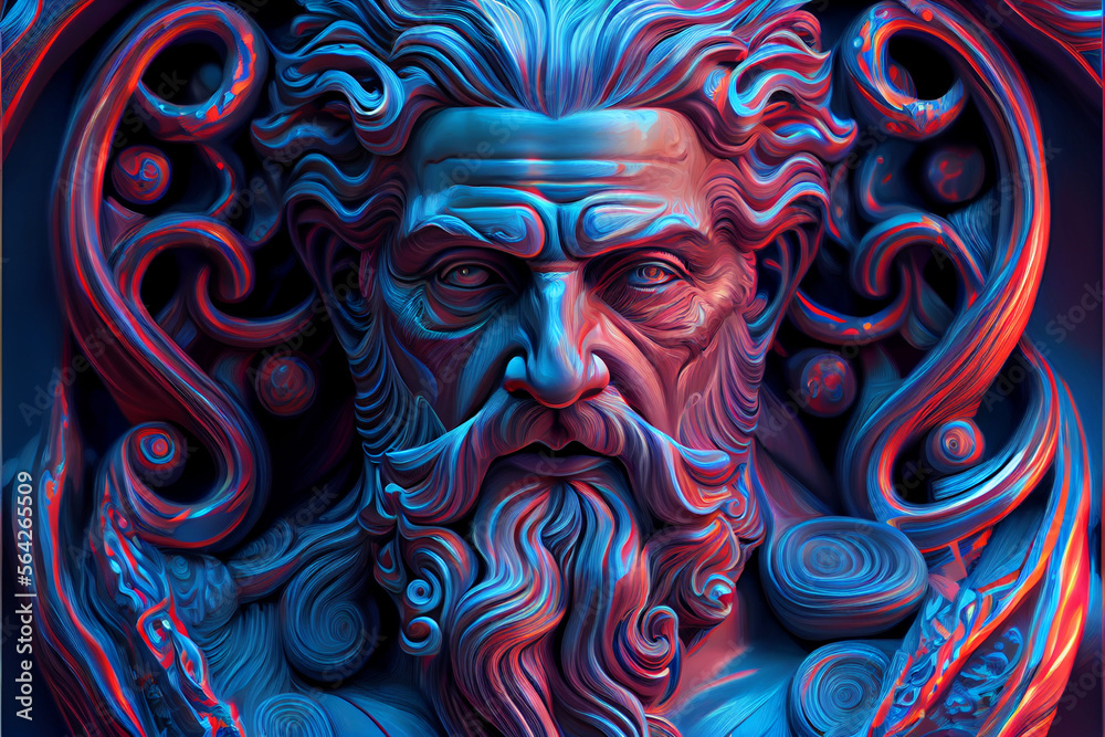 Zeus illustration of psychedelic art. Surreal art. Mythology ...