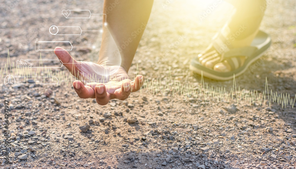 Exhausted body pose about to fall on the ground for poor health ...