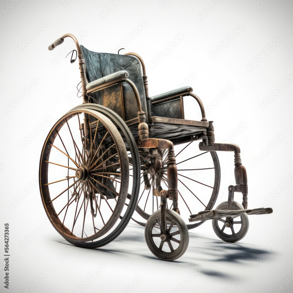 Detailed illustration of an antique retro vintage abandoned wheelchair ...