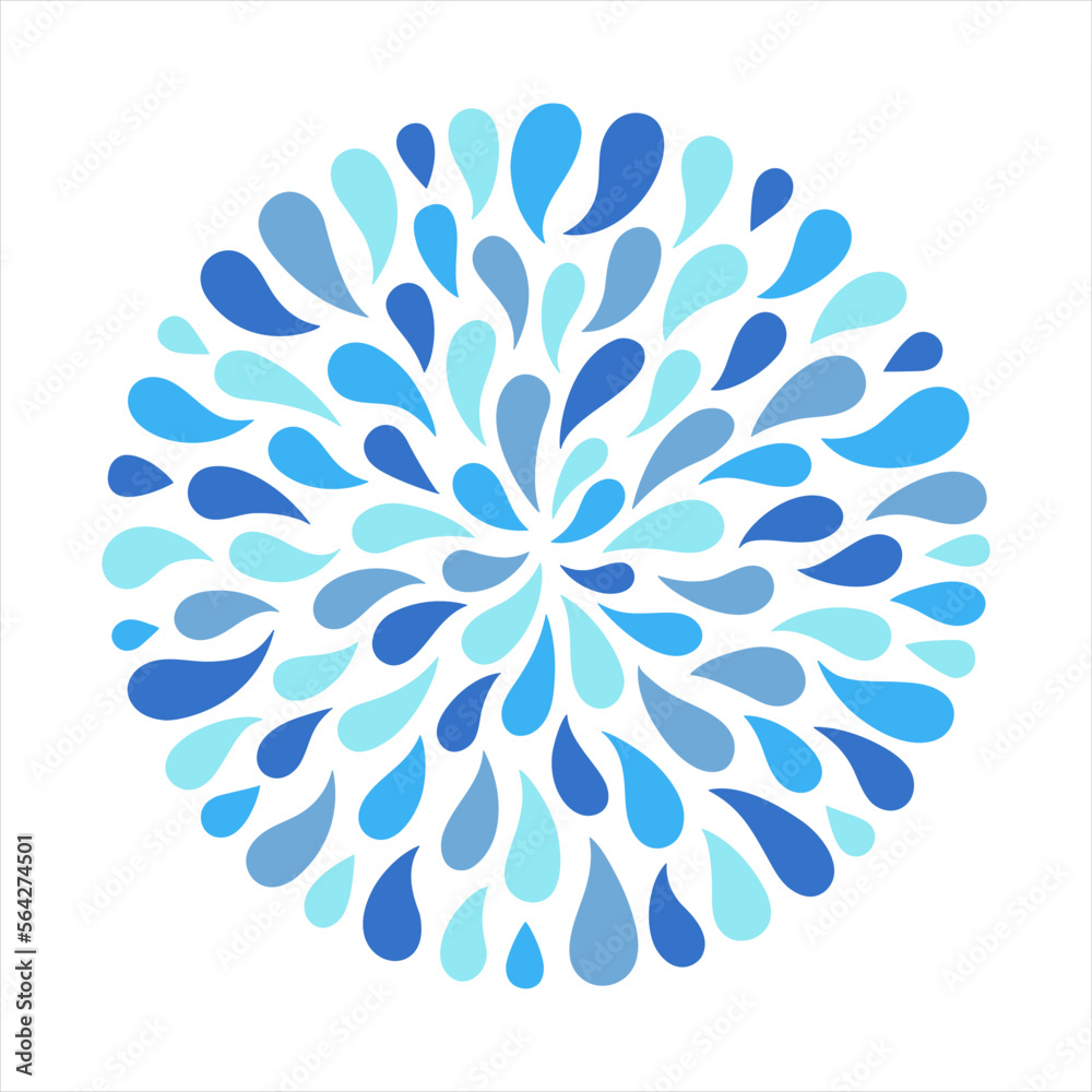 Vektorová grafika „Round shape, circle made of big water drops, hand ...