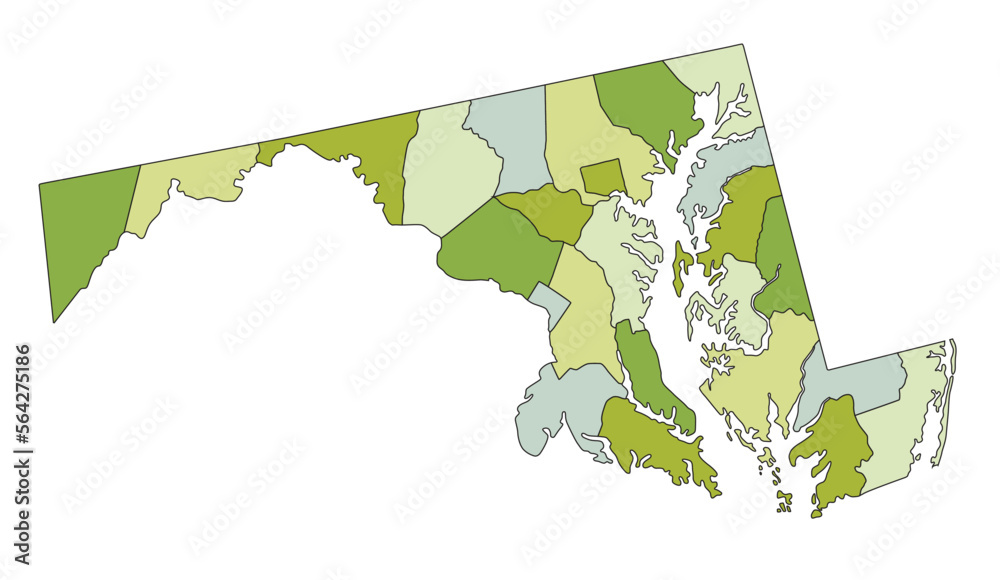 Highly detailed editable political map with separated layers. Maryland ...