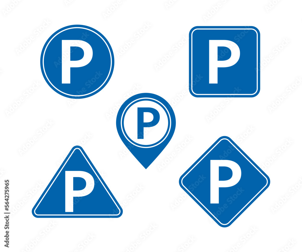 Parking vector icons. Parking and traffic signs. Sets of Parking Lots ...
