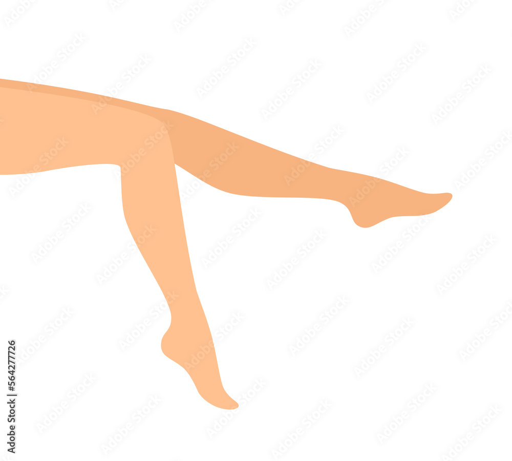 Side view of beautiful female legs on a white background. Flat vector ...