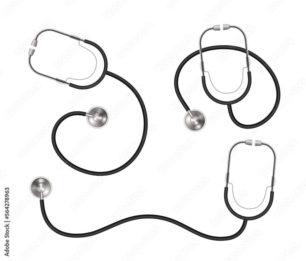 Stethoscope or Phonendoscope. Vector set. Clipart isolated on white ...