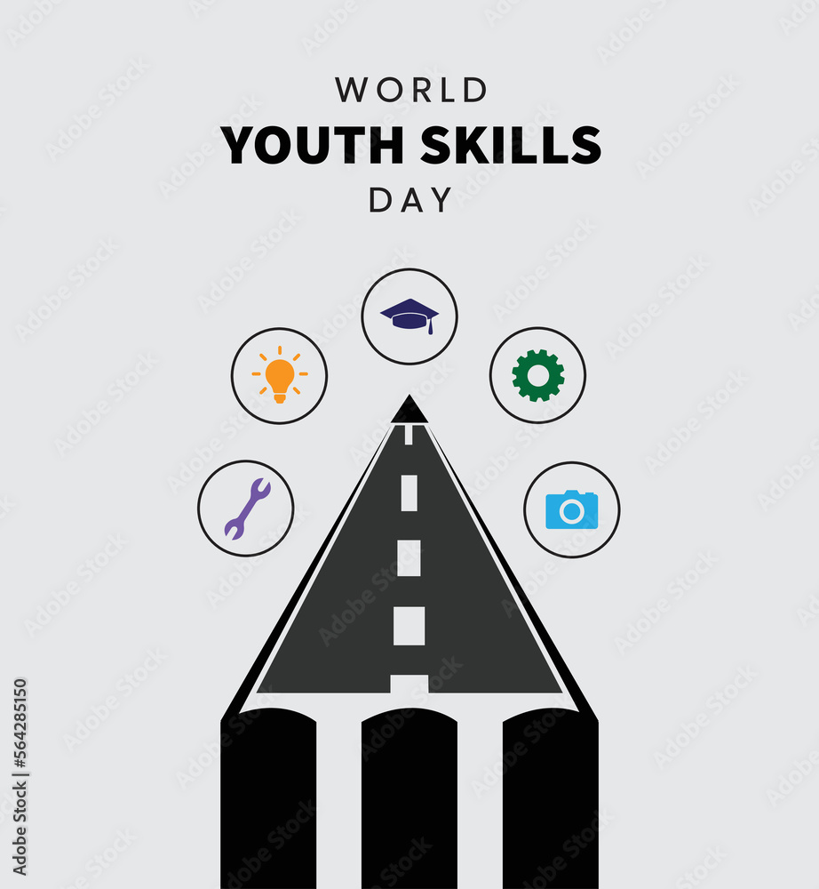 World Youth Skills Day, vector Illustration, July 15, poster, postcard ...