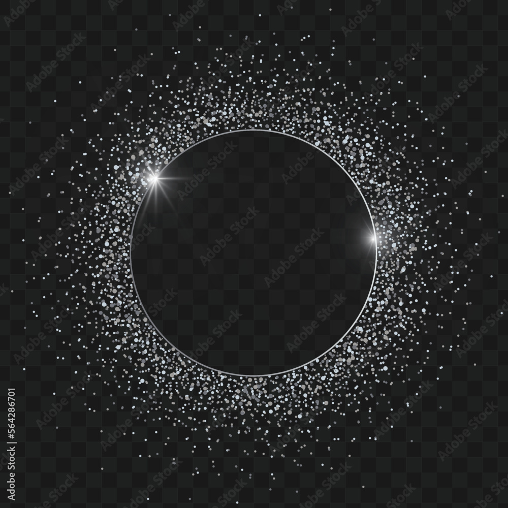 Silver glitter circle frame with particles Stock Vector | Adobe Stock