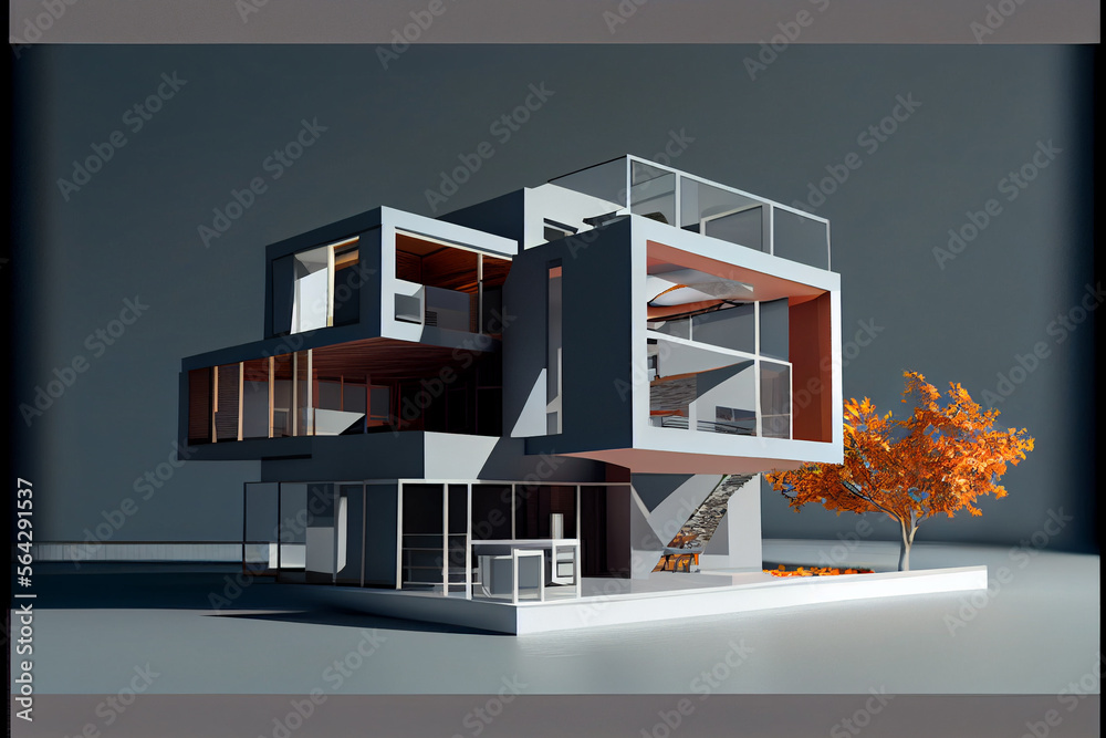 Modern Minimalist House Design: A 3D Rendering of a Contemporary ...