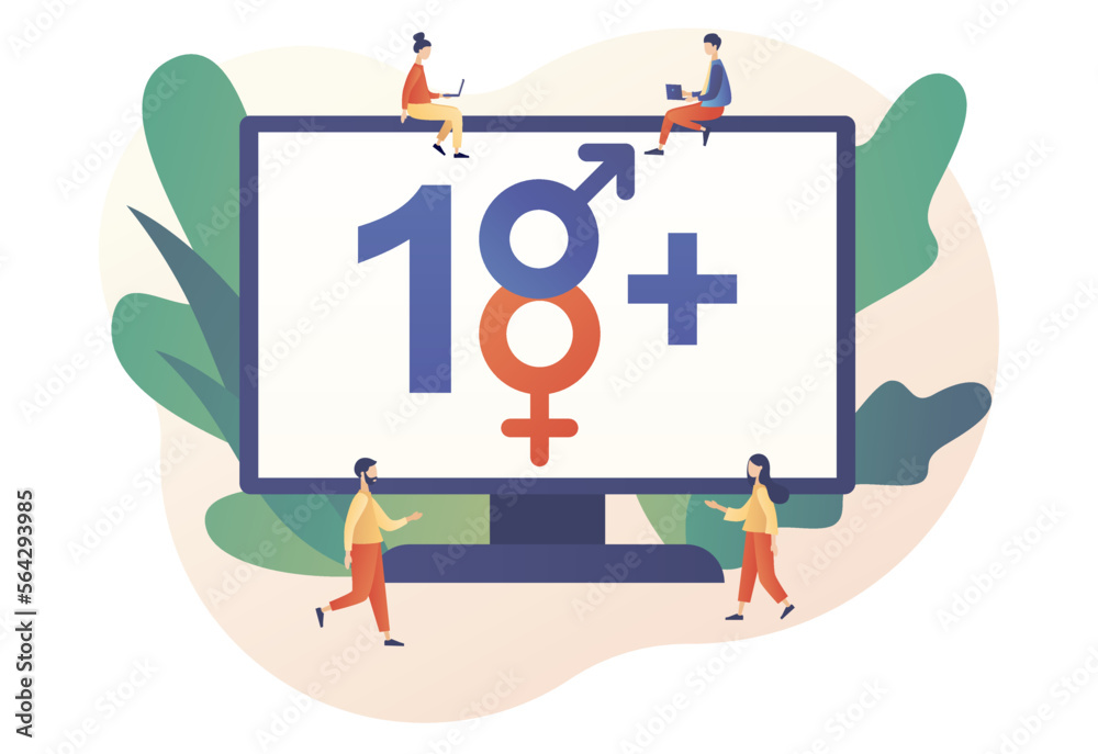 18+ restriction sign on tv screen. Age limit symbol. Adult only ...