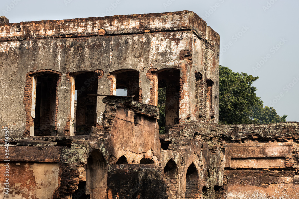 Destroyed old abandoned brick structural building Stock Photo | Adobe Stock